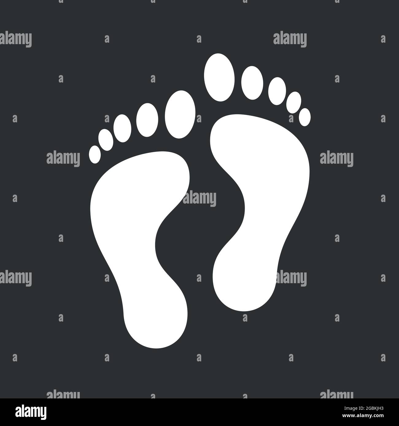 White footprint isolated on black background. Vector Stock Vector Image & Art - Alamy