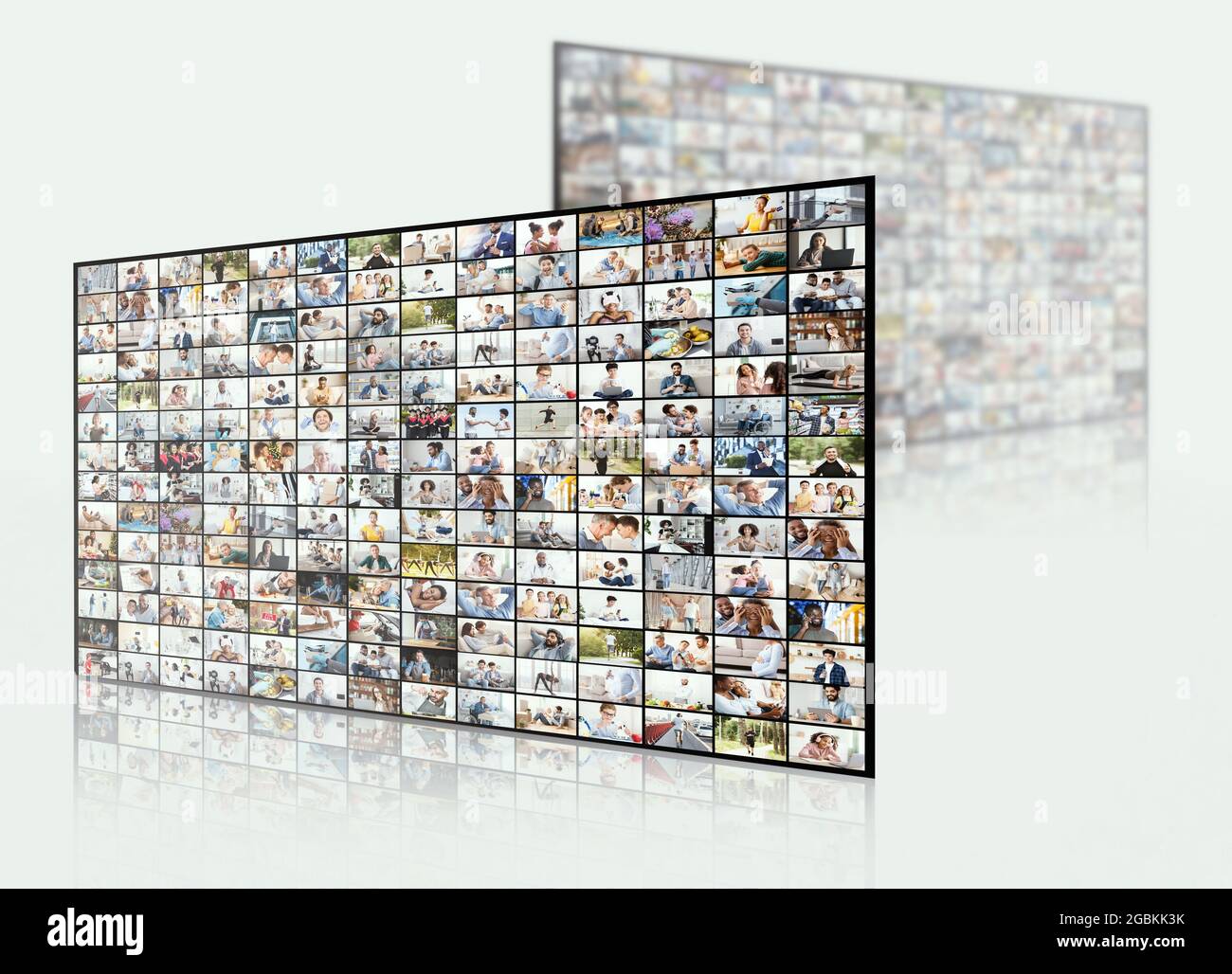 Broadcasting And Multimedia Concept. Digital wall with different ...