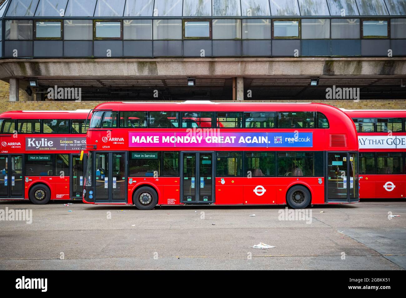 London, UK - May 12, 2021 - Buses at Ash Grove garage in Hackney, East ...