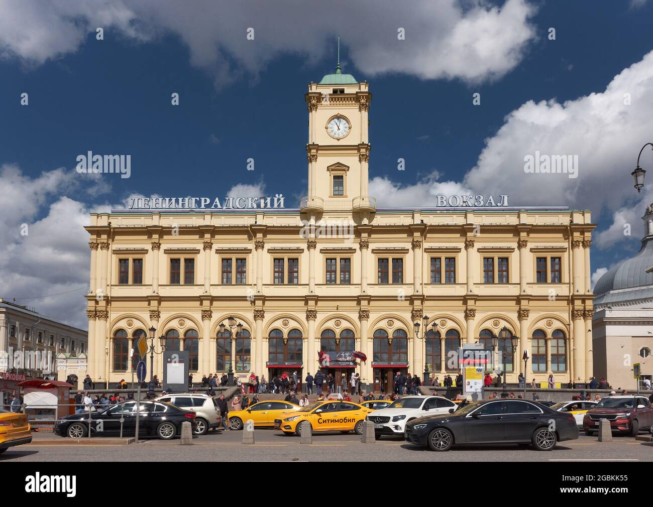 Old building of the Leningradsky Railway Station in Moscow, founded in ...