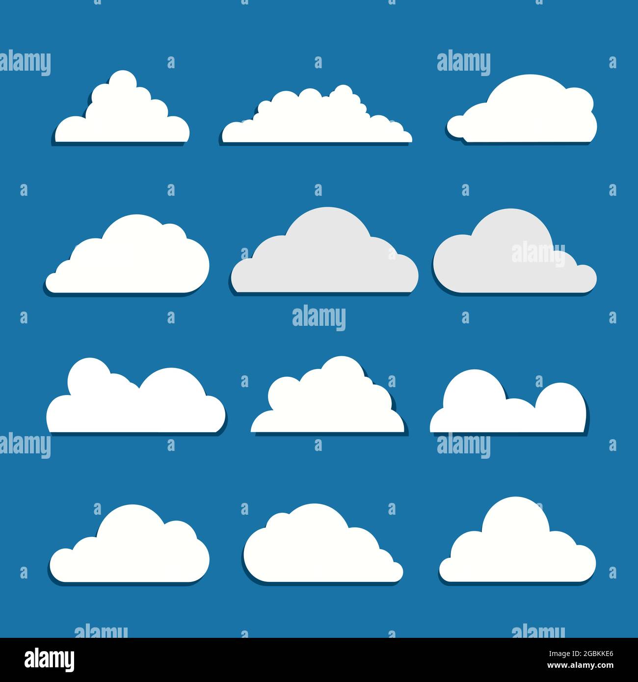 Big Cloud Flat two colour minimal icon set. Vector Stock Vector Image ...