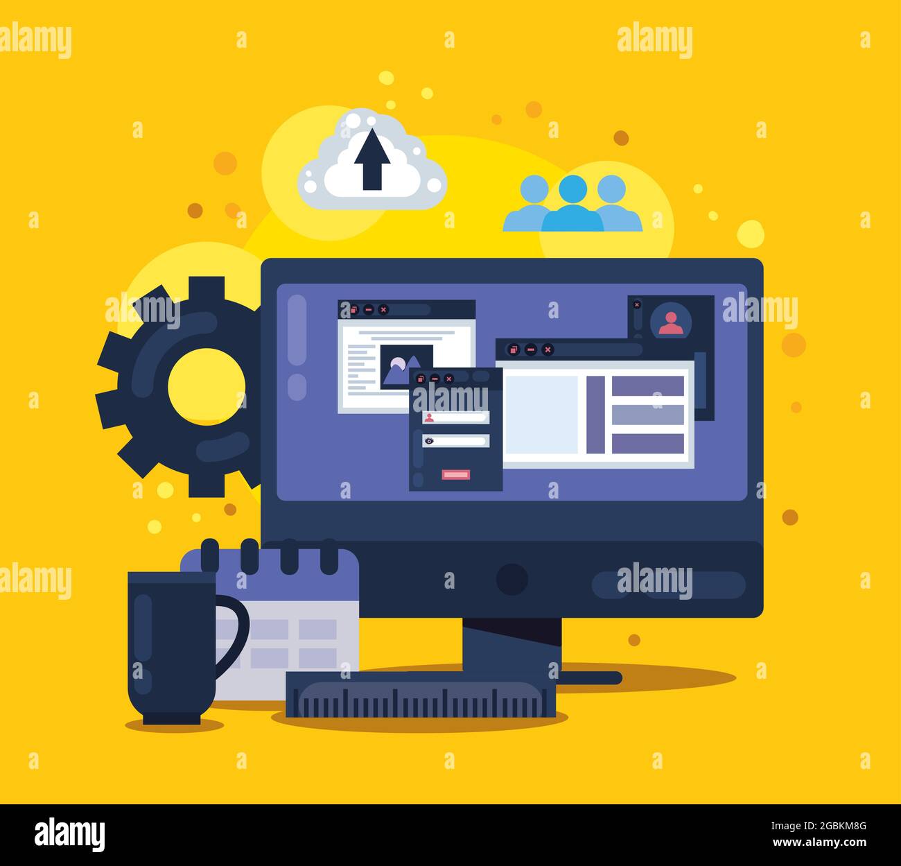 Desktop scene Stock Vector Images - Alamy