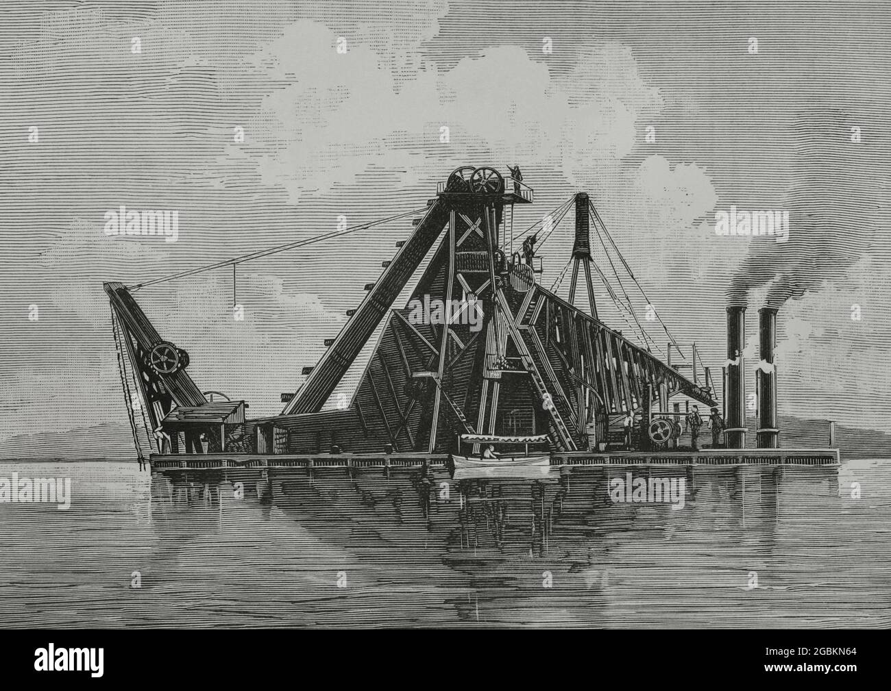 Egypt. Suez Canal. Large dredger type couloir used to clean the canal ...