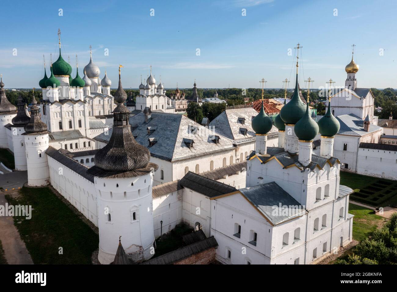 Aerial view of medieval the Kremlin in Rostov the Great town in ...