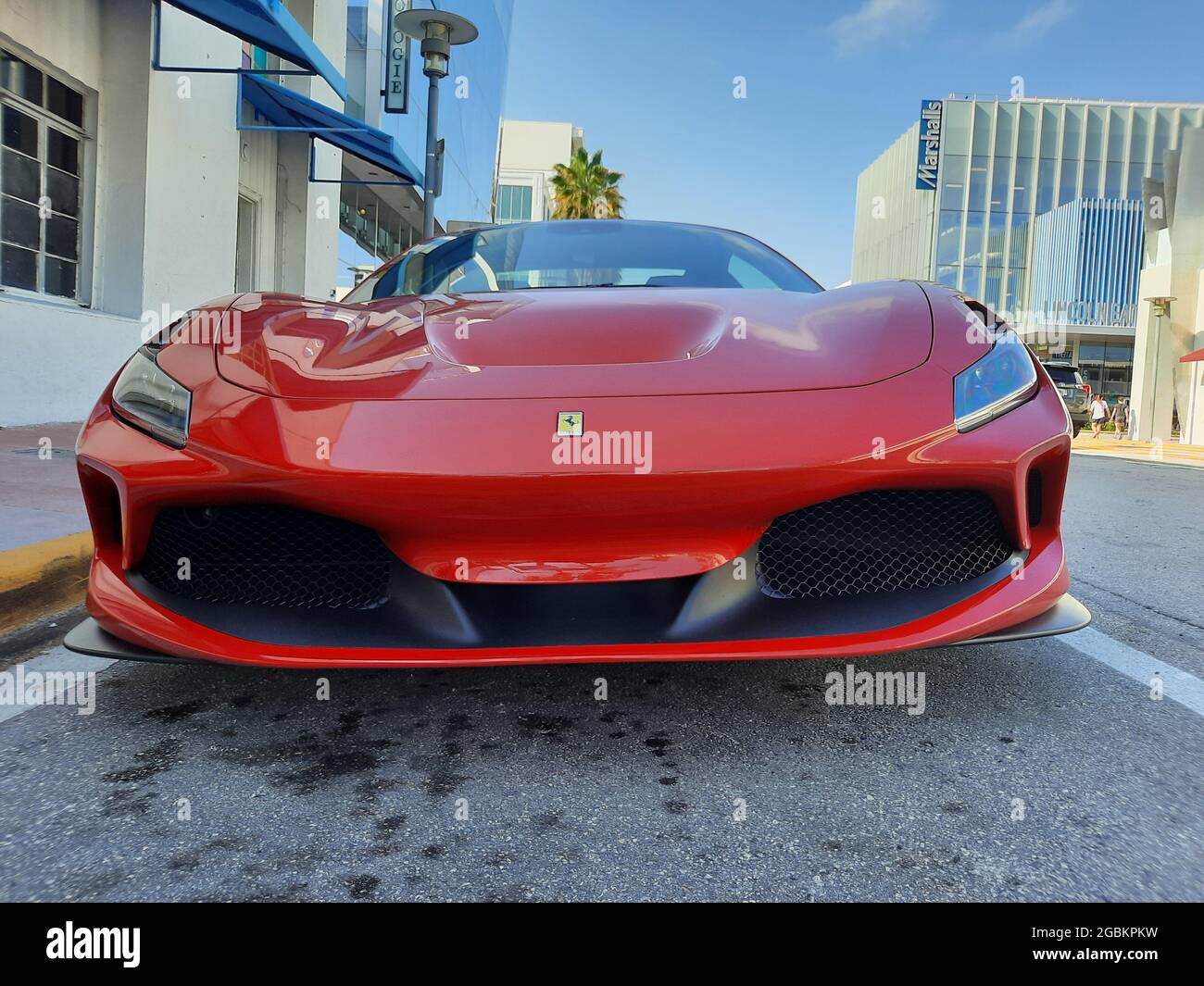 Los Angeles, California USA - March 24, 2021: red Ferrari F8 Tributo ...