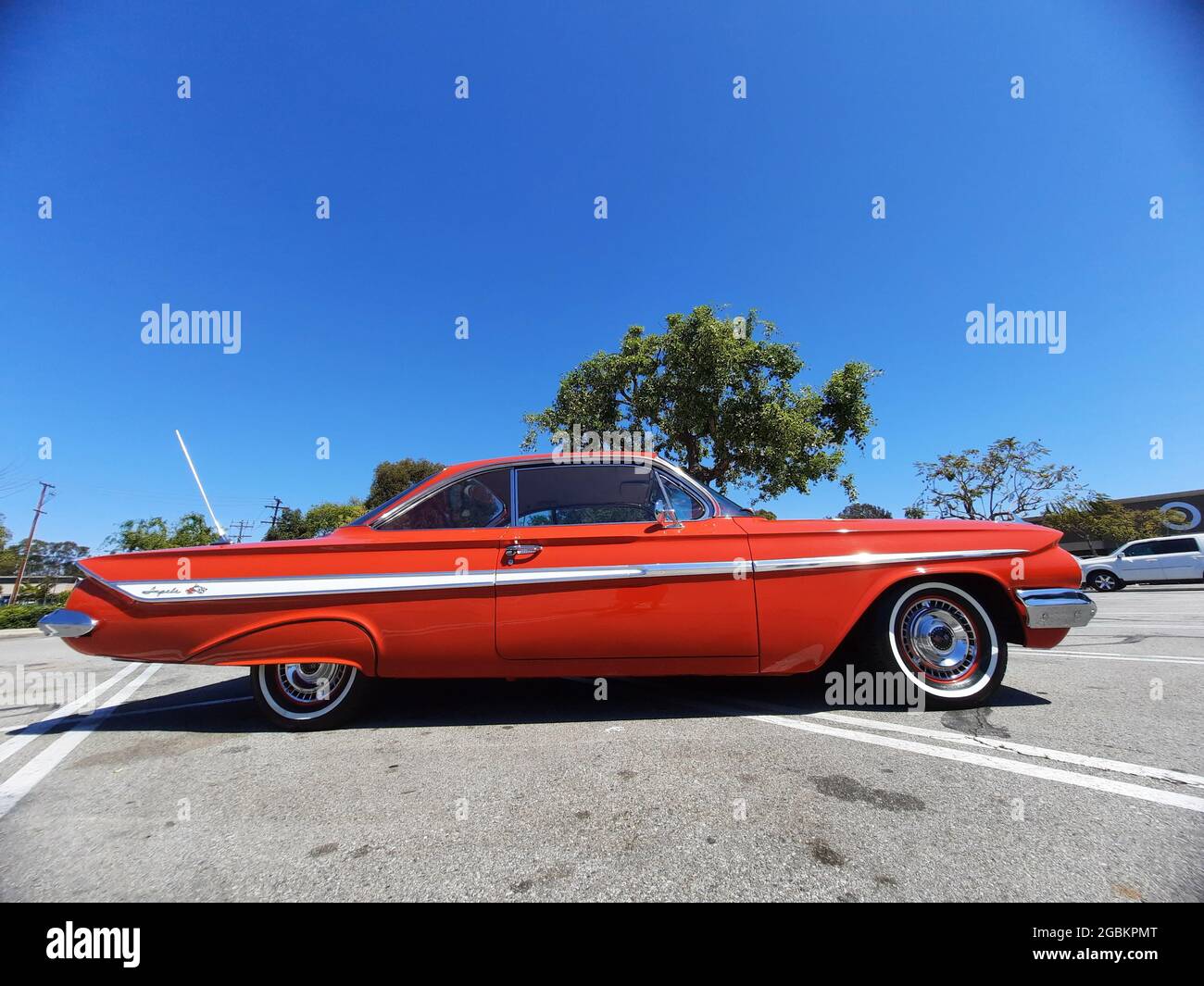 Los Angeles, California USA - March 28, 2021: red chevrolet impala ...