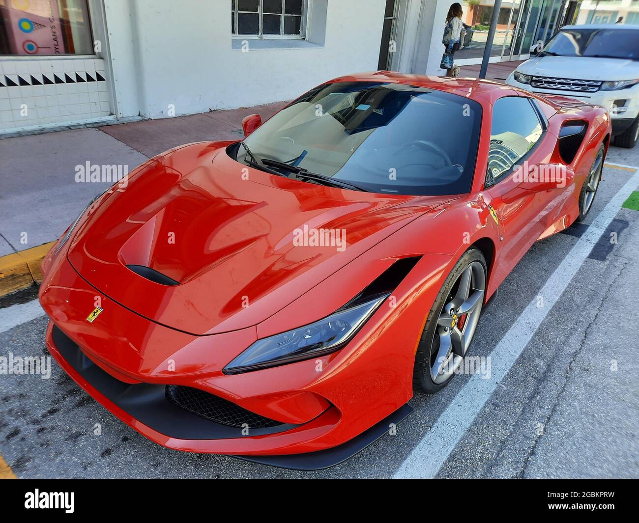 Los Angeles, California USA - March 24, 2021: red Ferrari F8 Tributo ...