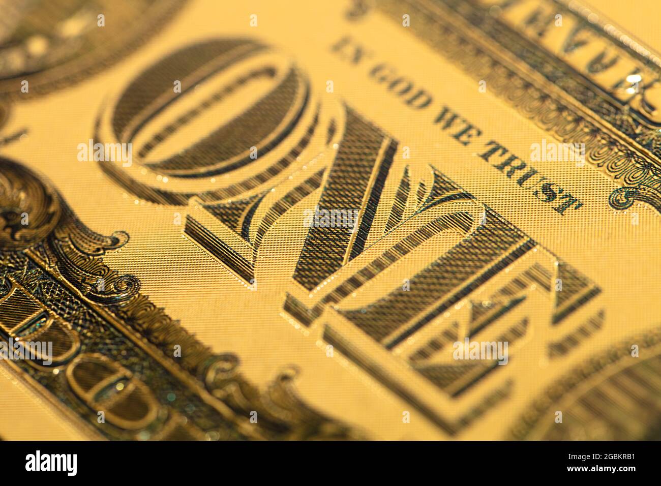 golden 1 US dollar banknote for design purpose Stock Photo - Alamy