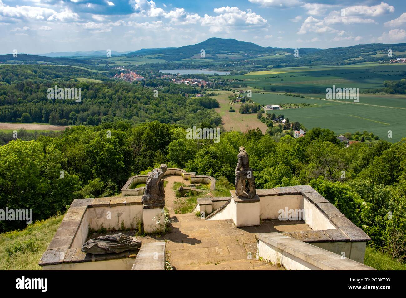 Summer view of the landscape in the Bohemian Central Mountains ...