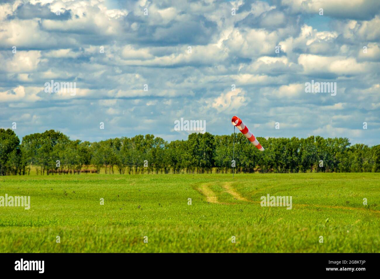 airfield weather vane - a windsock sagged indicating a light wind on ...