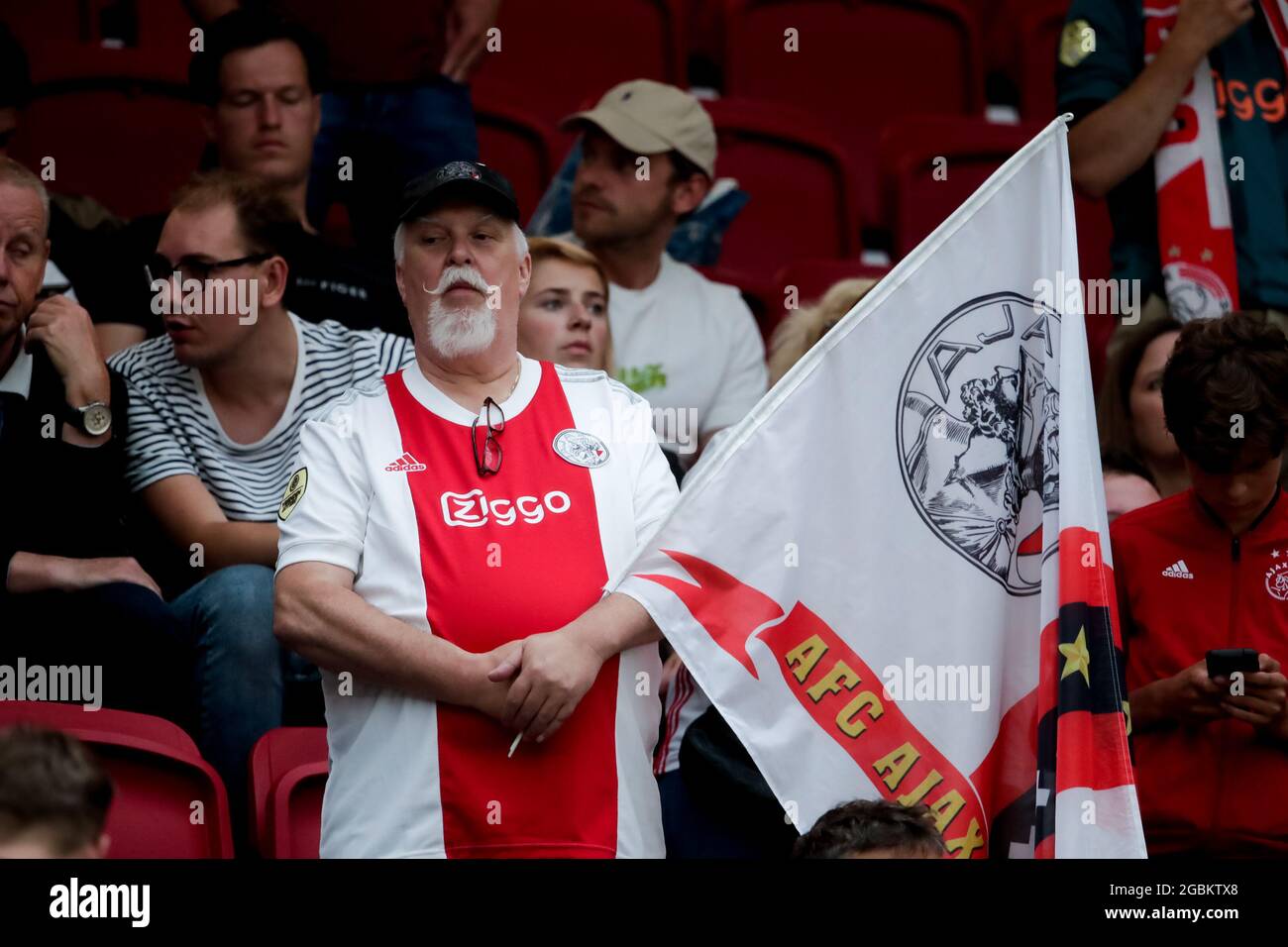 AMSTERDAM, NETHERLANDS - AUGUST 4: Fan of Ajax during the Pre-season ...