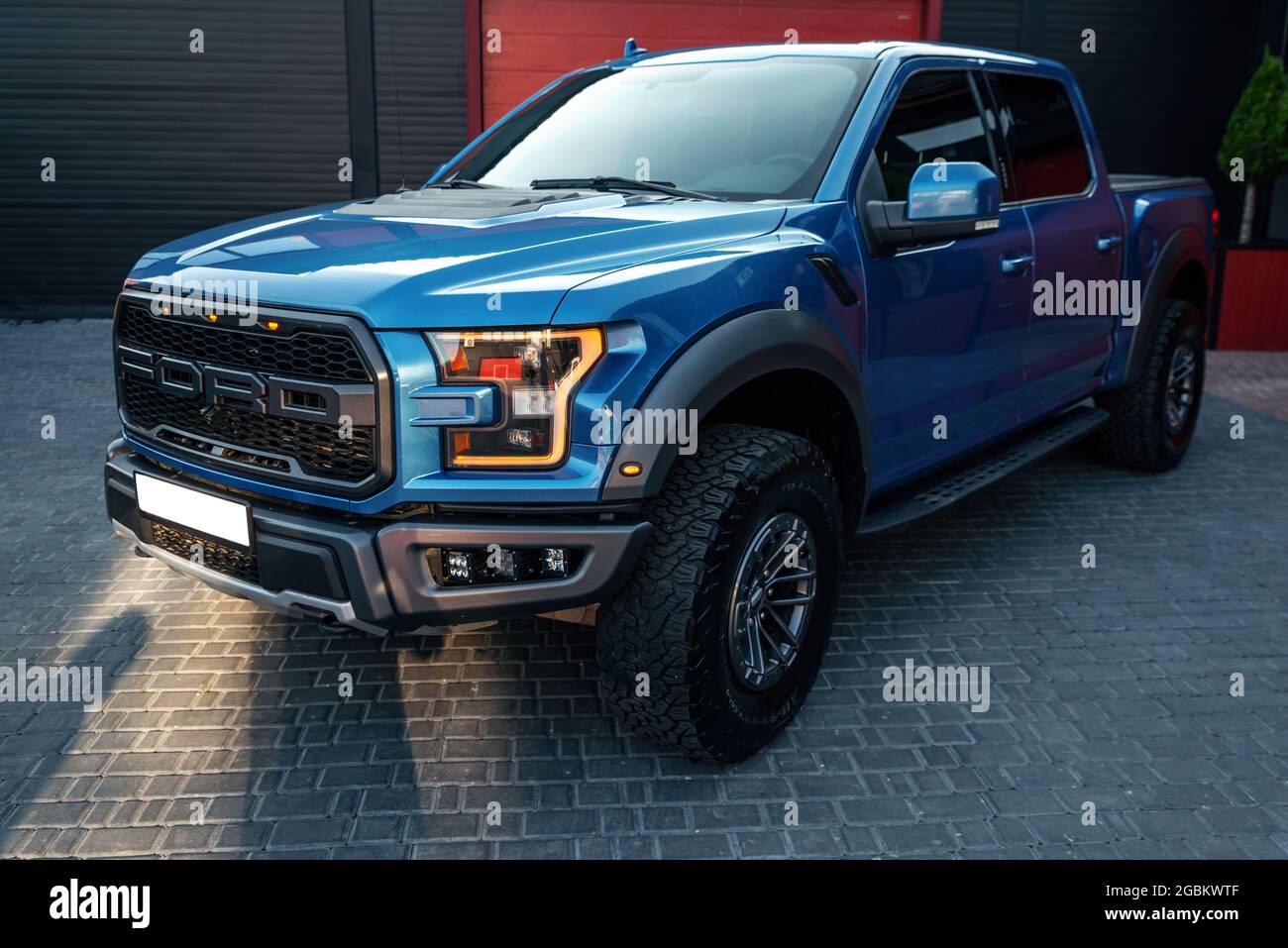 Ukraine, Odessa July 8 - 2021: Side view of Ford Raptor pick-up truck ...
