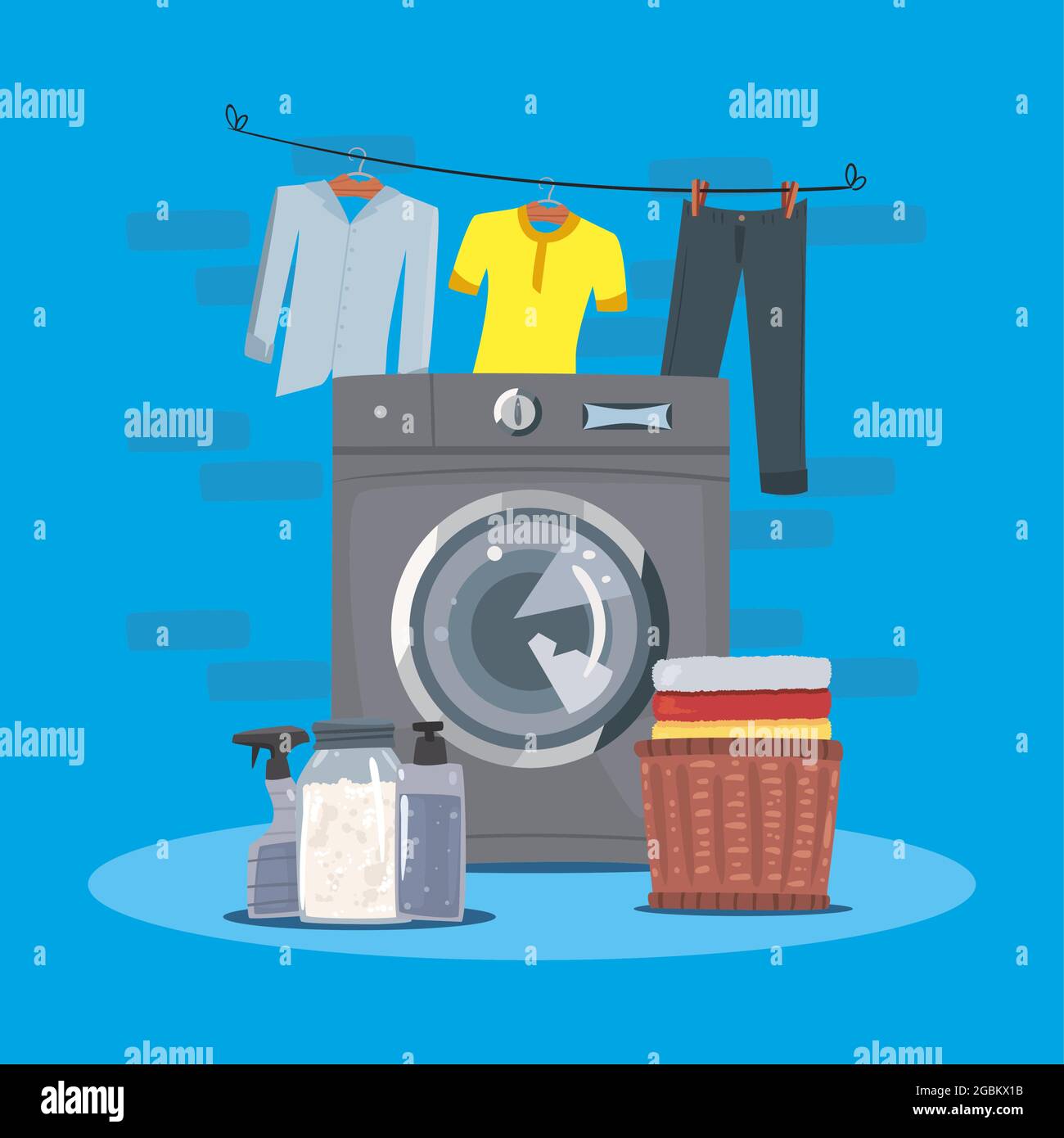 laundry with gray washing machine Stock Vector Image & Art - Alamy