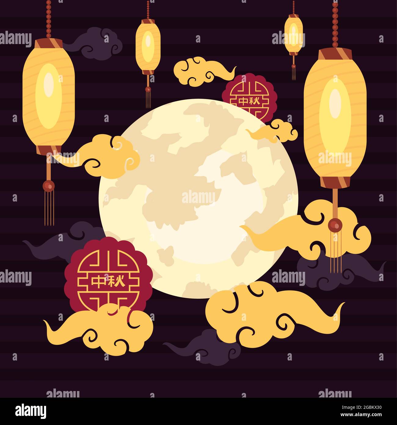 chinese moon celebration sky night scene Stock Vector Image & Art - Alamy