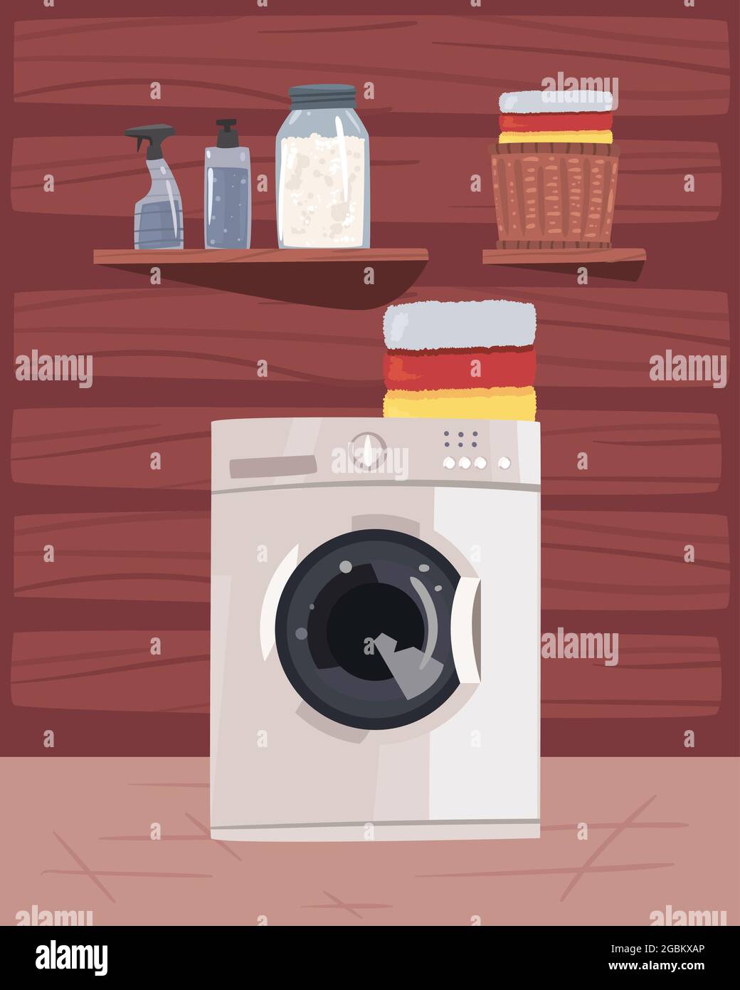 laundry with white machine scene Stock Vector Image & Art - Alamy