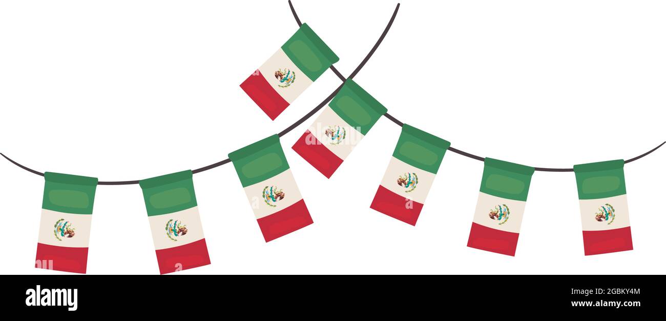 mexican flags in garlands party decoration Stock Vector Image & Art - Alamy