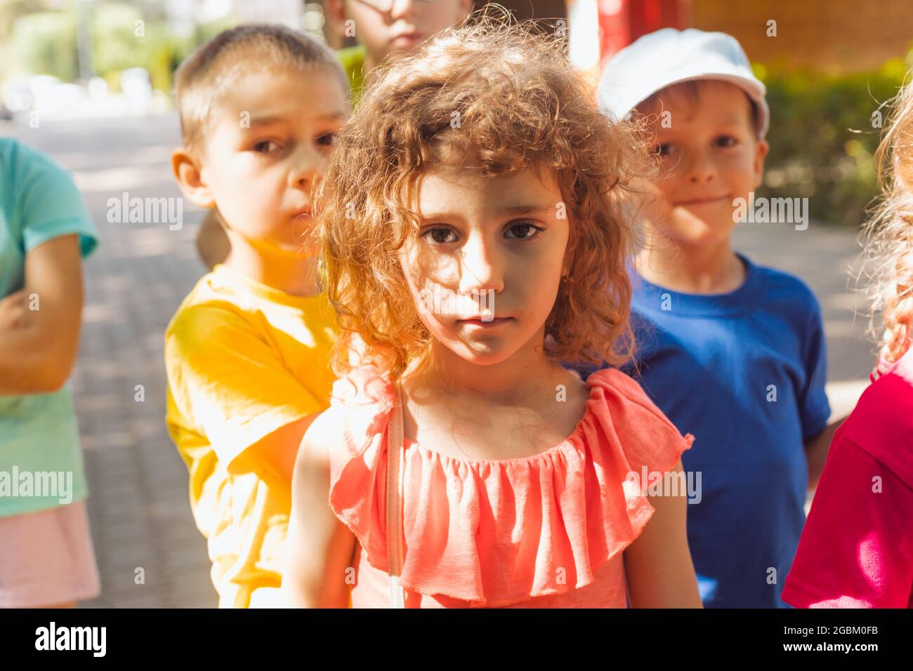 Portrait of sad girl at summer camp Stock Photo - Alamy