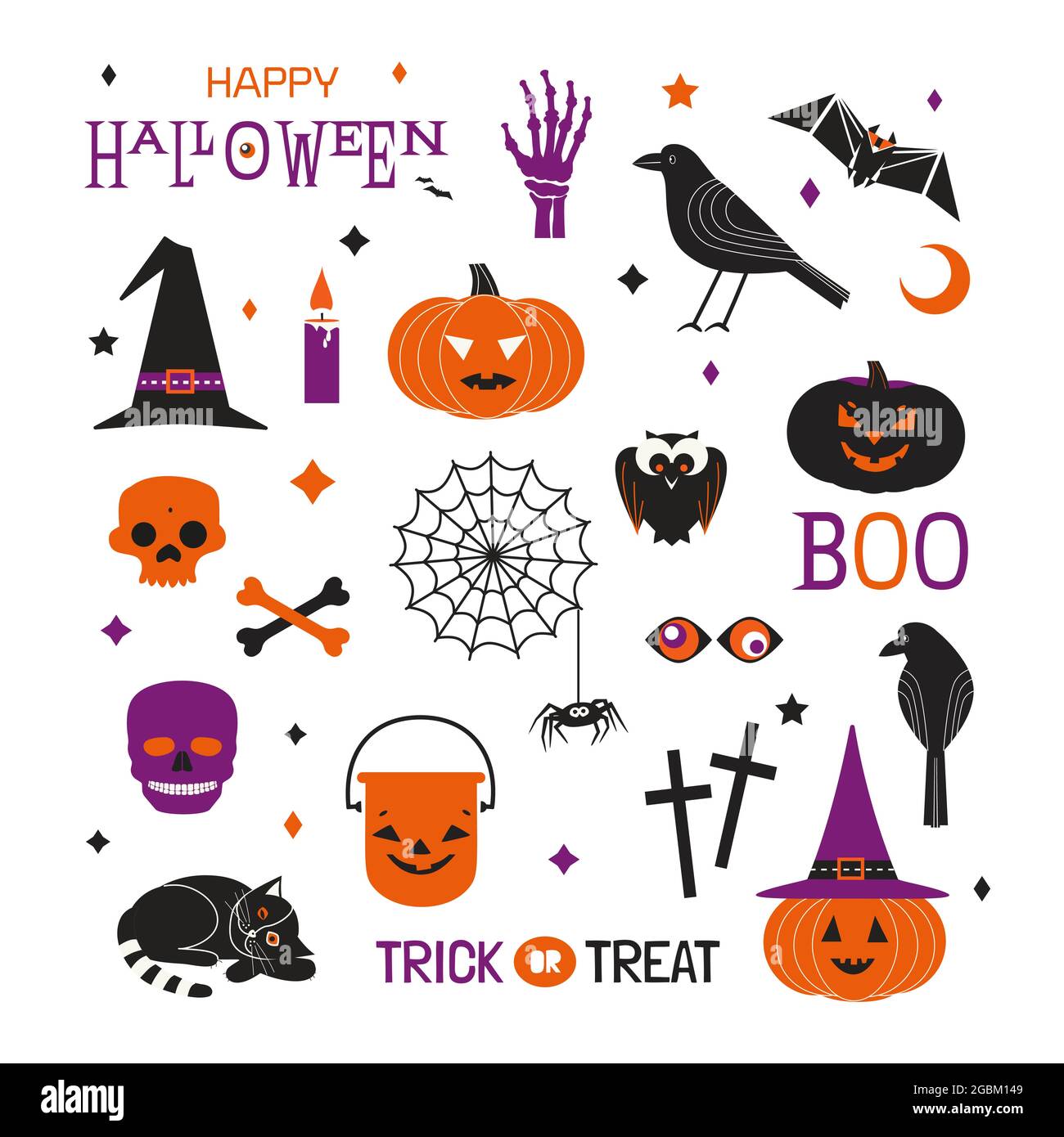 Halloween holiday cute minimalist vector icons set Stock Vector Image ...