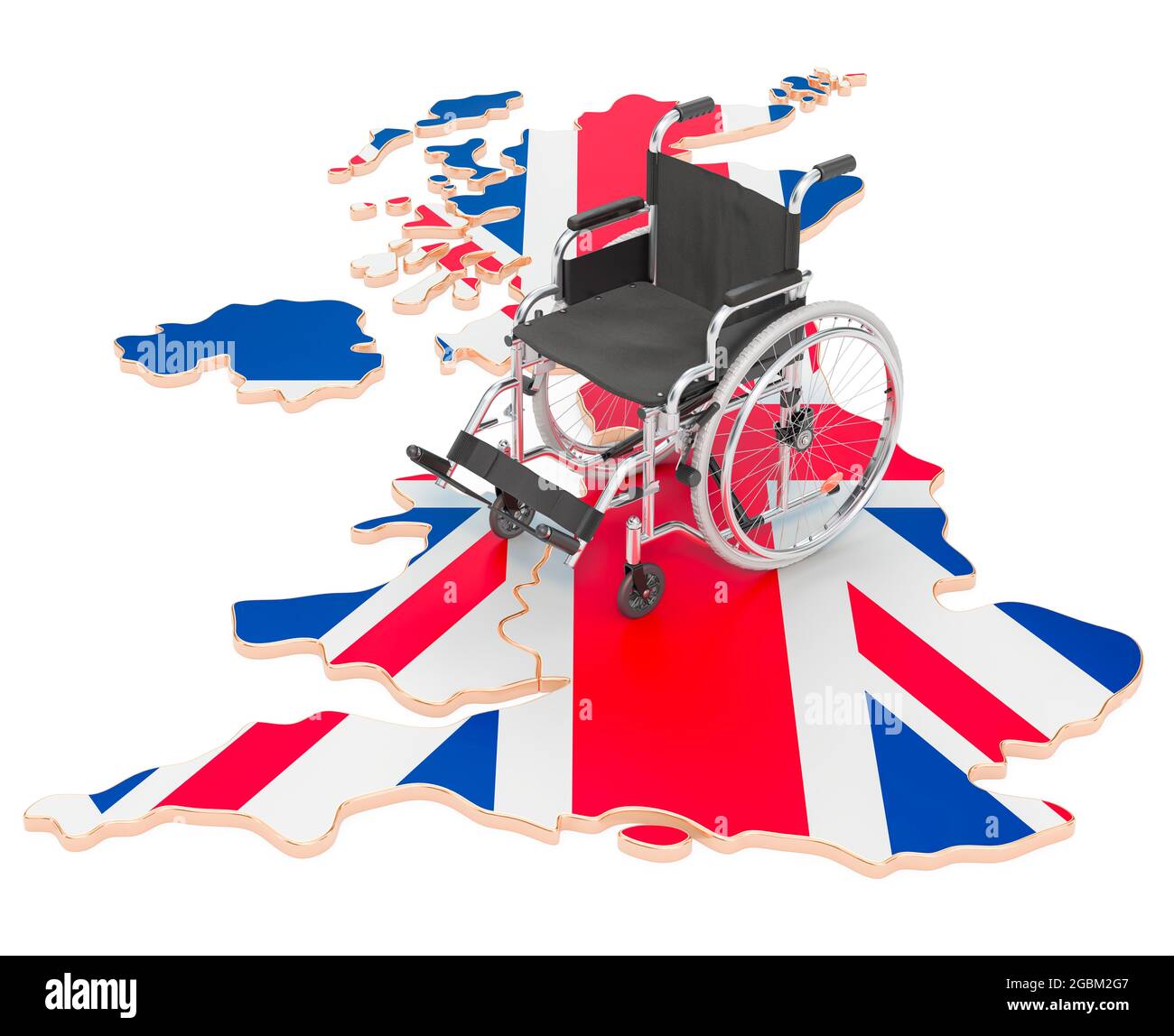 Wheelchair with British flag. Disability in the Great Britain concept ...