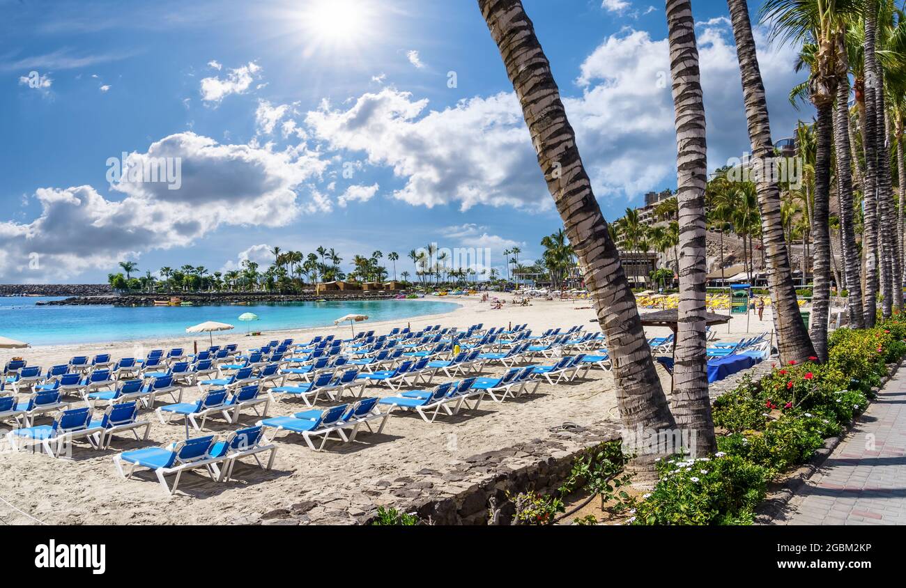Landscape with Anfi beach, Gran Canaria, Spain Stock Photo - Alamy