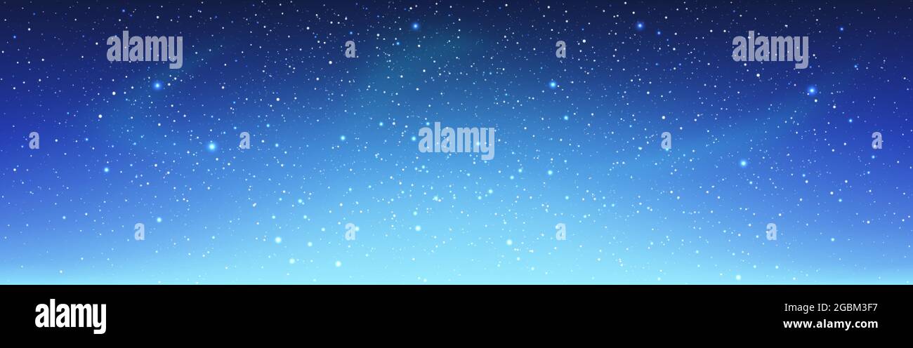 Cosmos wide texture. Space blue background with white stars. Long ...
