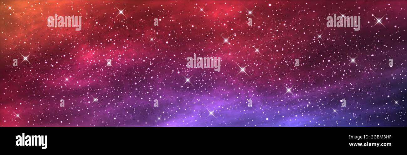 Space background wide. Long banner with starry cosmos. Realistic cosmic ...