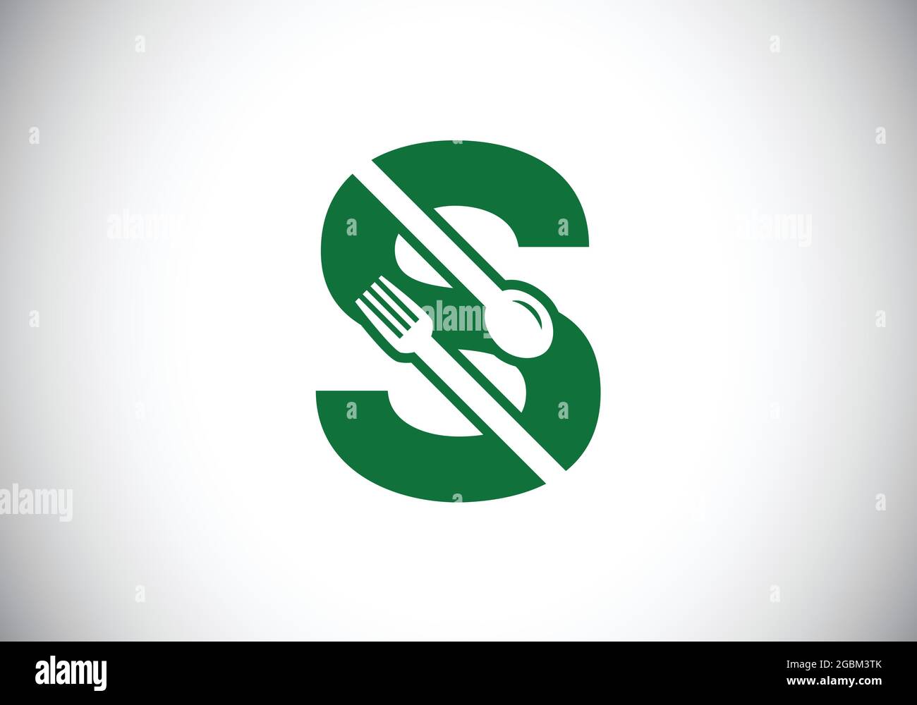 Initial S monogram alphabet with a fork, spoon. Font emblem. Modern ...
