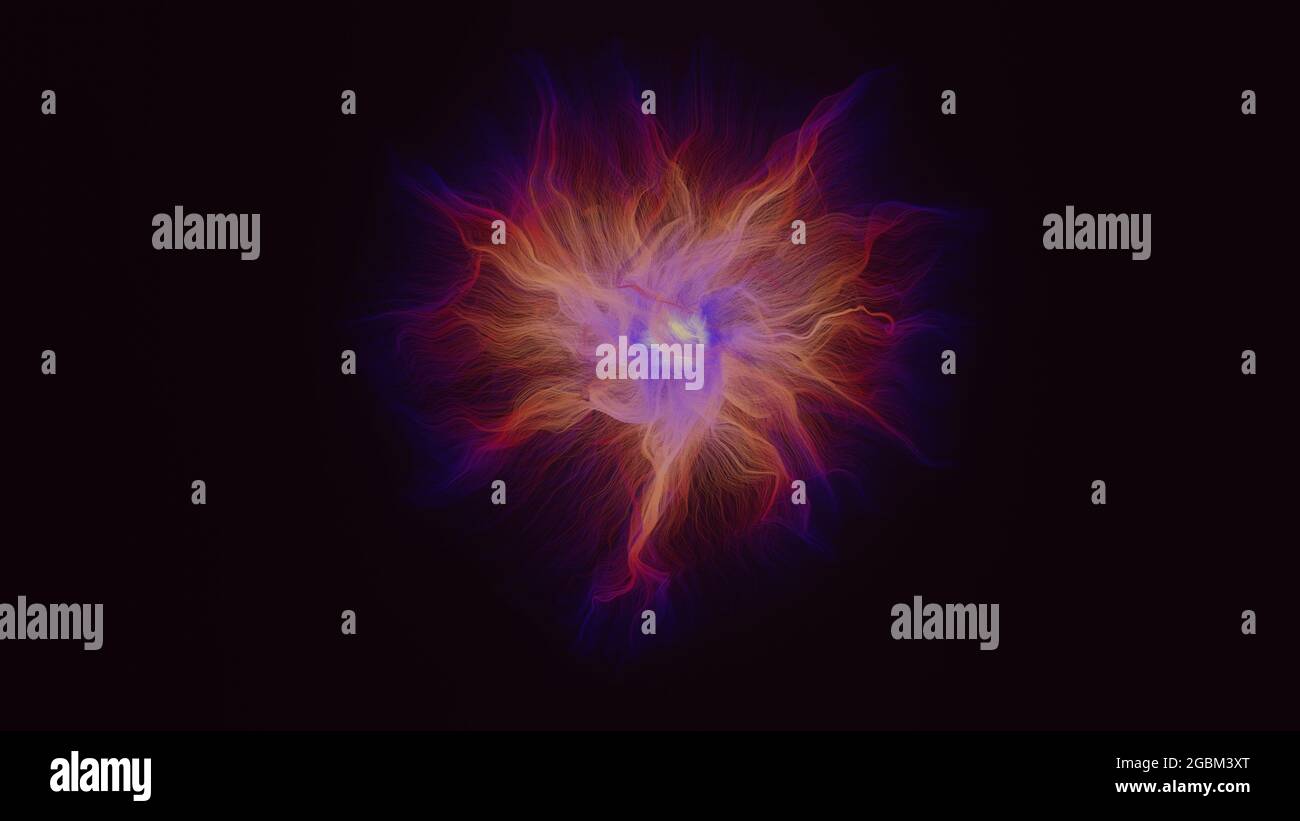 Colorful glowing lattice cosmic string, stars, filaments and hair ...