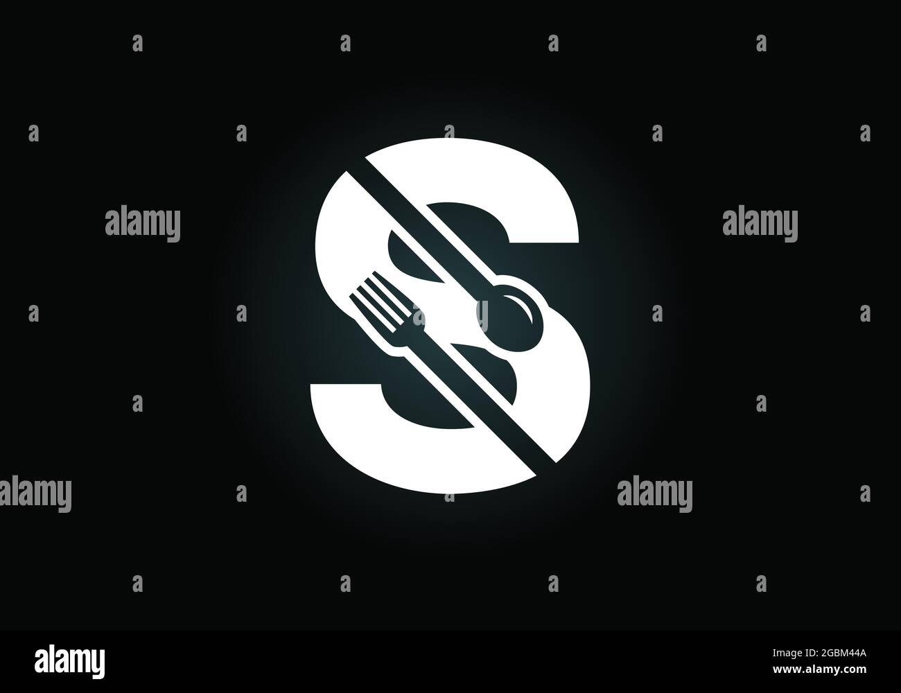 Initial S monogram alphabet with a fork, spoon. Font emblem. Modern ...