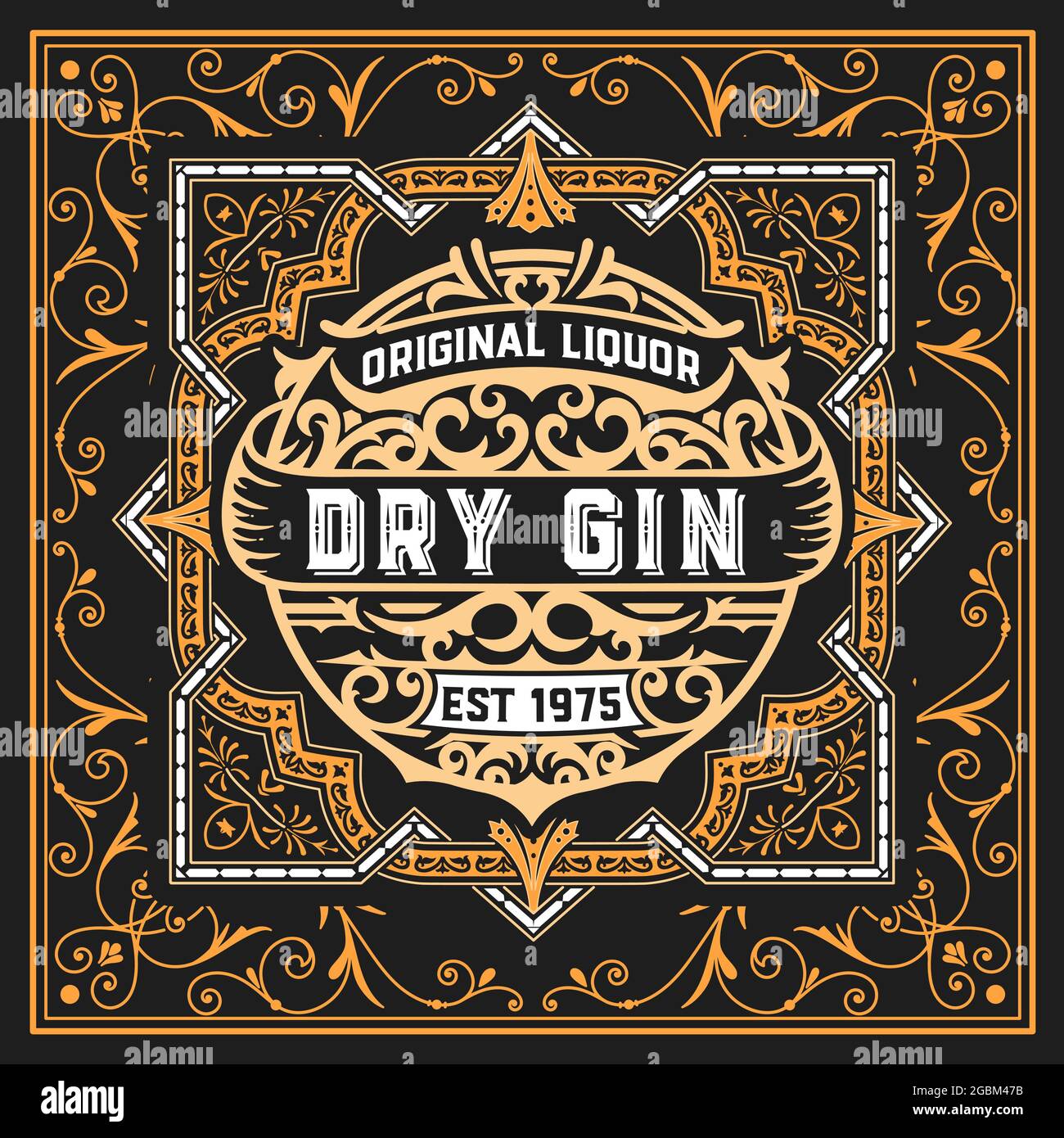 Vintage Label with Gin design Stock Vector Image & Art - Alamy