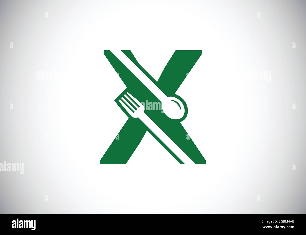 Initial X monogram alphabet with a fork, spoon. Font emblem. Modern ...