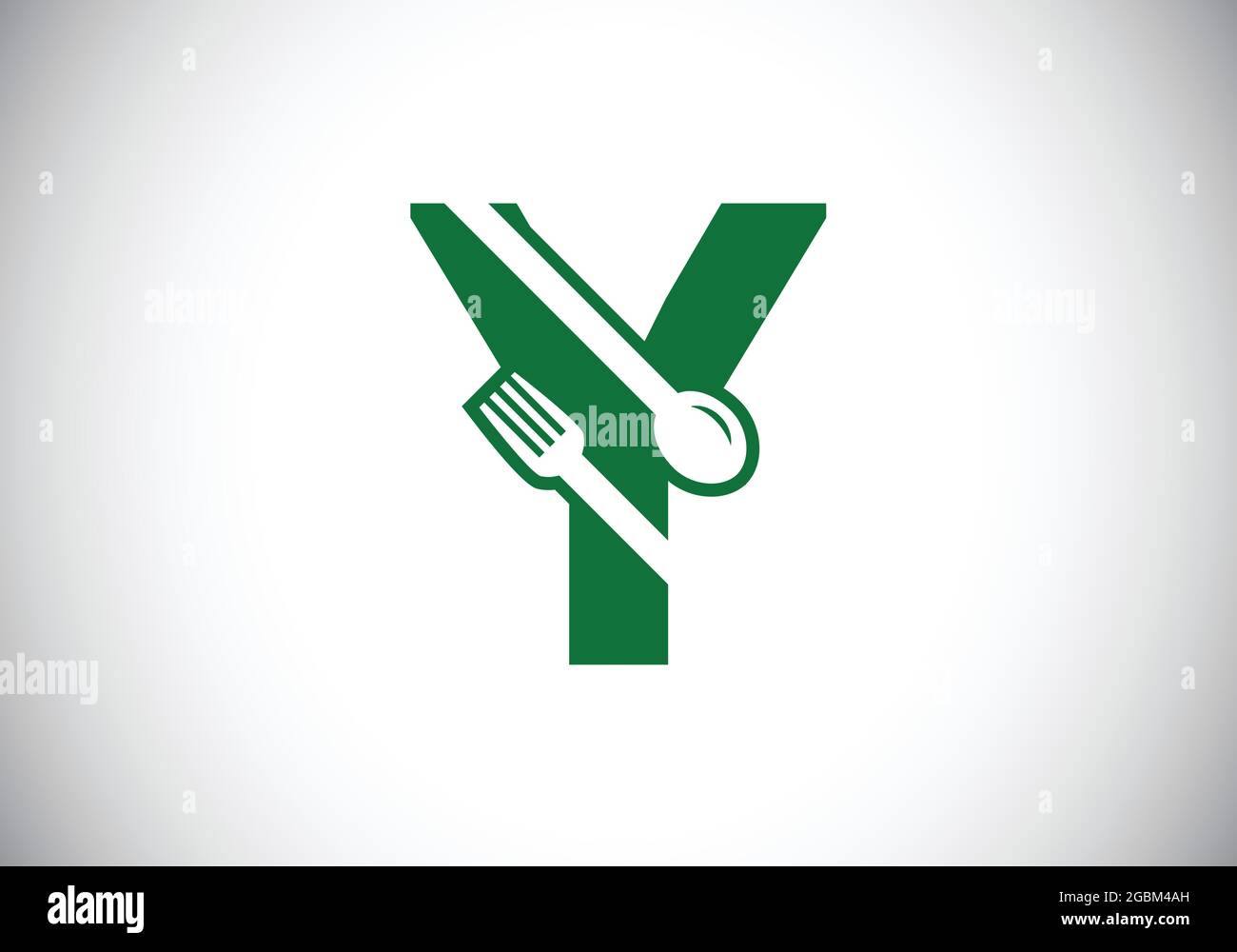 Initial Y monogram alphabet with a fork, spoon. Font emblem. Modern ...
