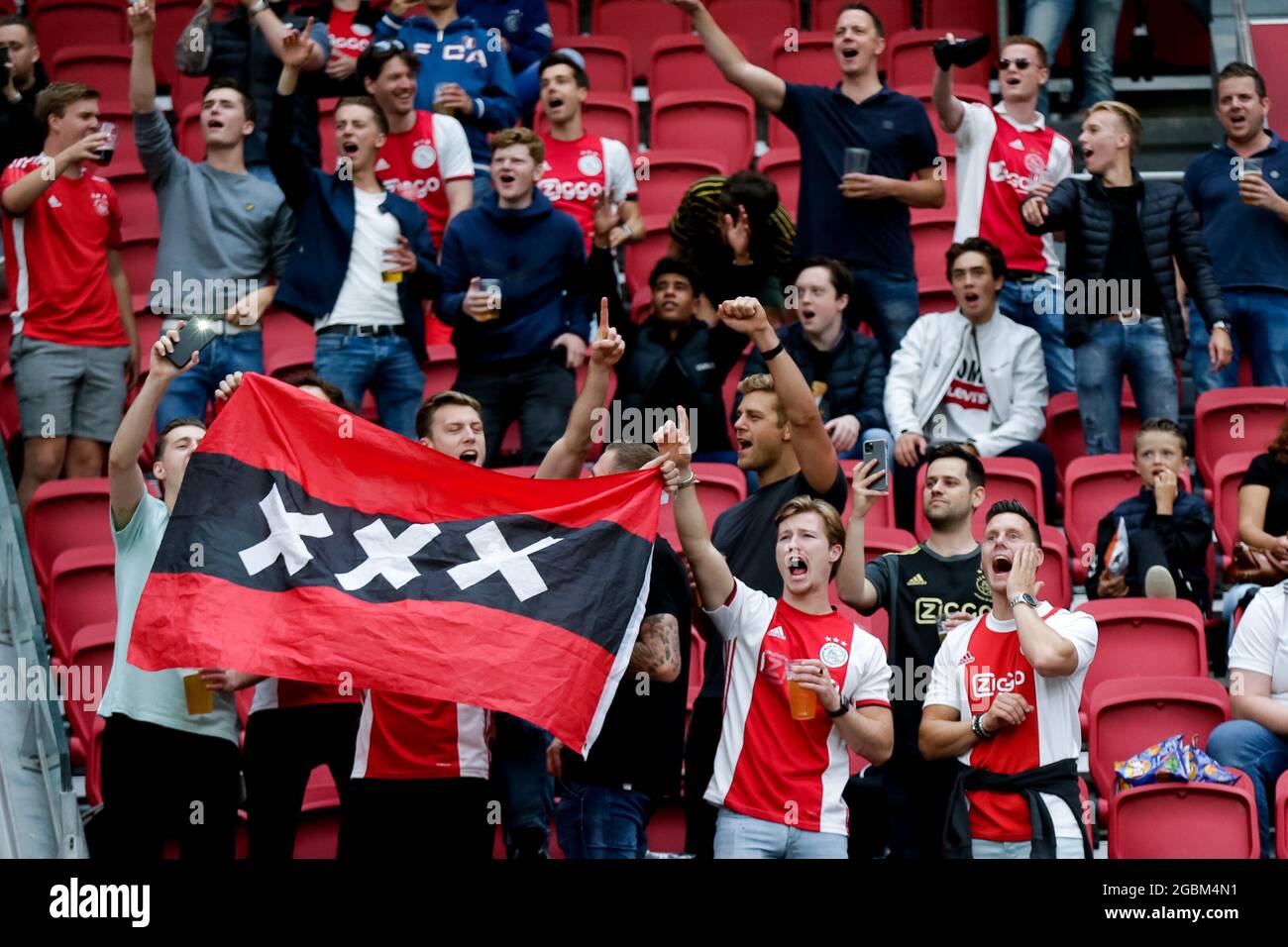 AMSTERDAM, NETHERLANDS - AUGUST 4: Fans of Ajax during the Pre-season ...