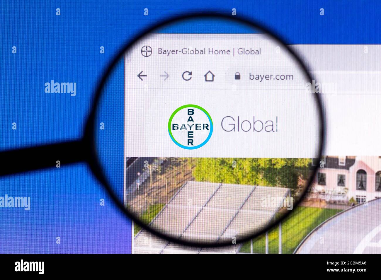 In this photo illustration, the homepage of the Bayer AG website seen ...