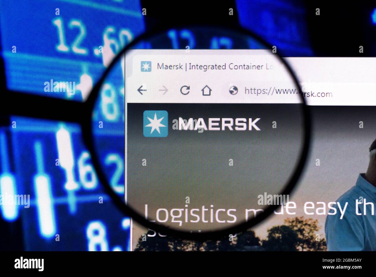 In this photo illustration, the homepage of the Maersk Line website ...
