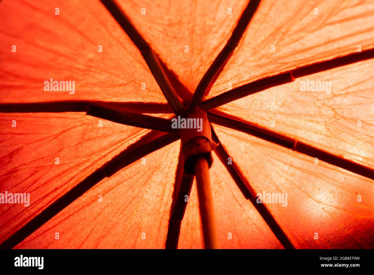 Umbrella from inside with light going through it Stock Photo - Alamy