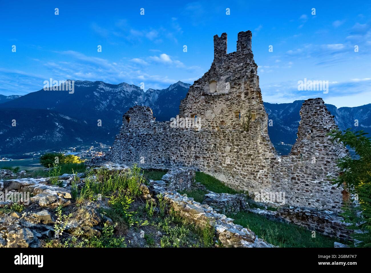 Medieval ruins of the castle of Selva. Levico Terme, Valsugana, Trento ...