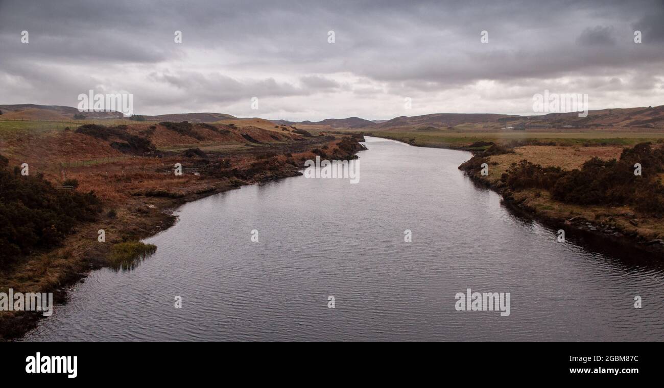 The Halladale River flows through the boggy landscape of Sutherland in ...