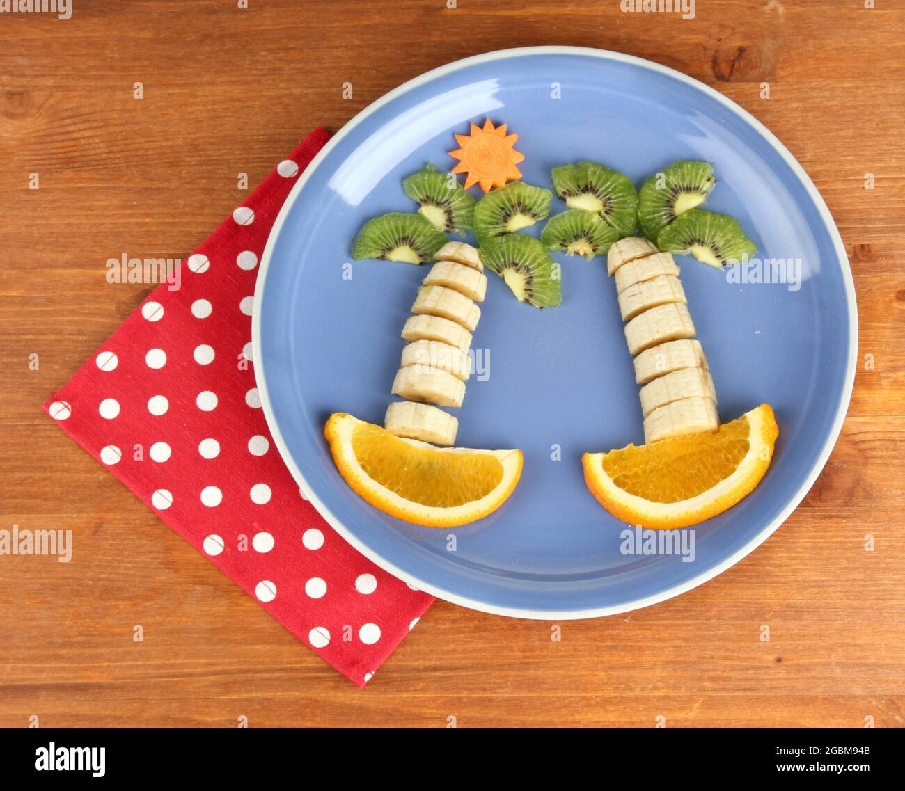 fun food for kids on wooden background Stock Photo - Alamy