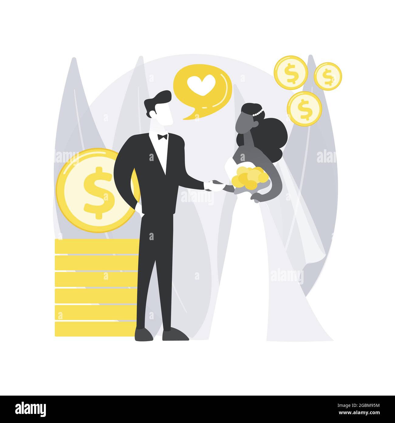 Marriage of convenience abstract concept vector illustration Stock ...