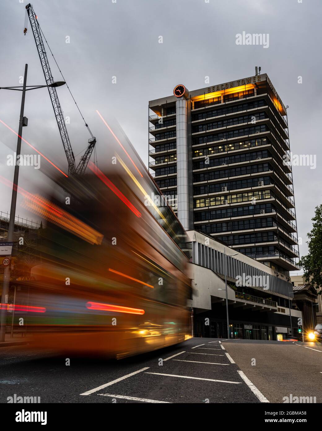 A double-decker bus passes the Beacon Tower office block in Bristol's ...