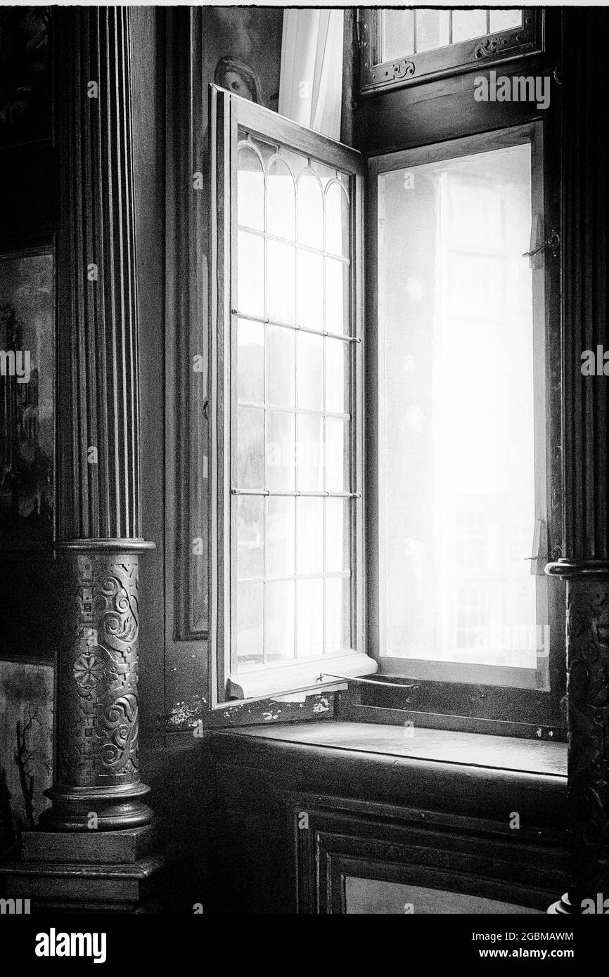 A window from inside a grand old building Stock Photo - Alamy