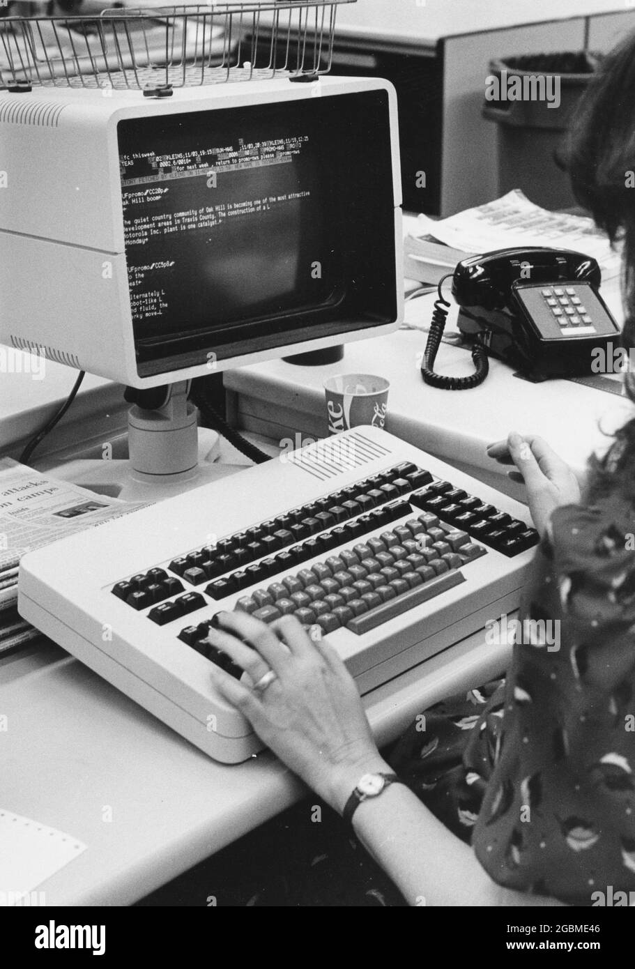 Austin, Texas USA, circa1983: Newsroom at the Austin American-Statesman ...