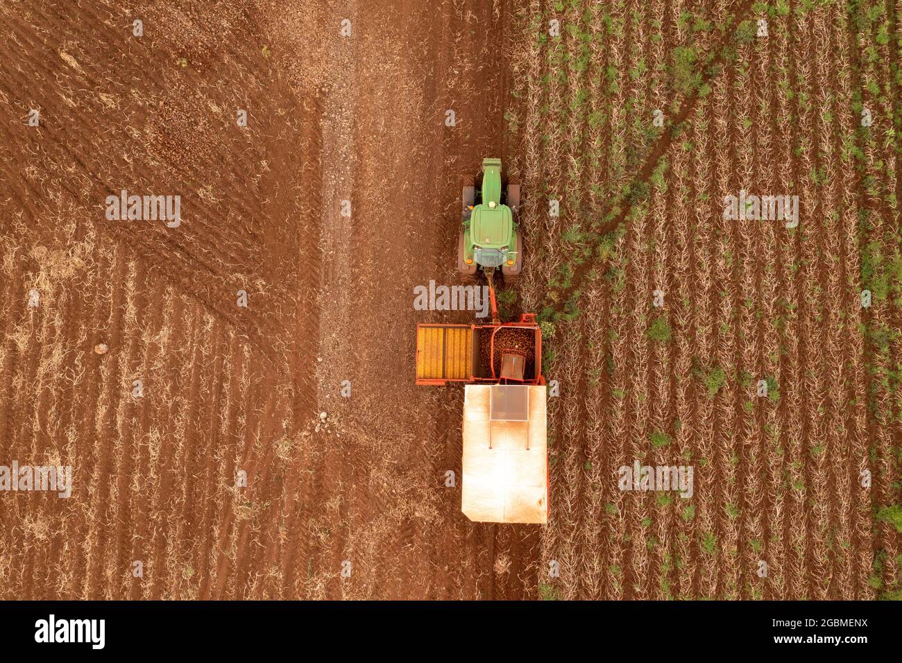 Top view of an industrial tractor on an agricultural farm Stock Photo ...
