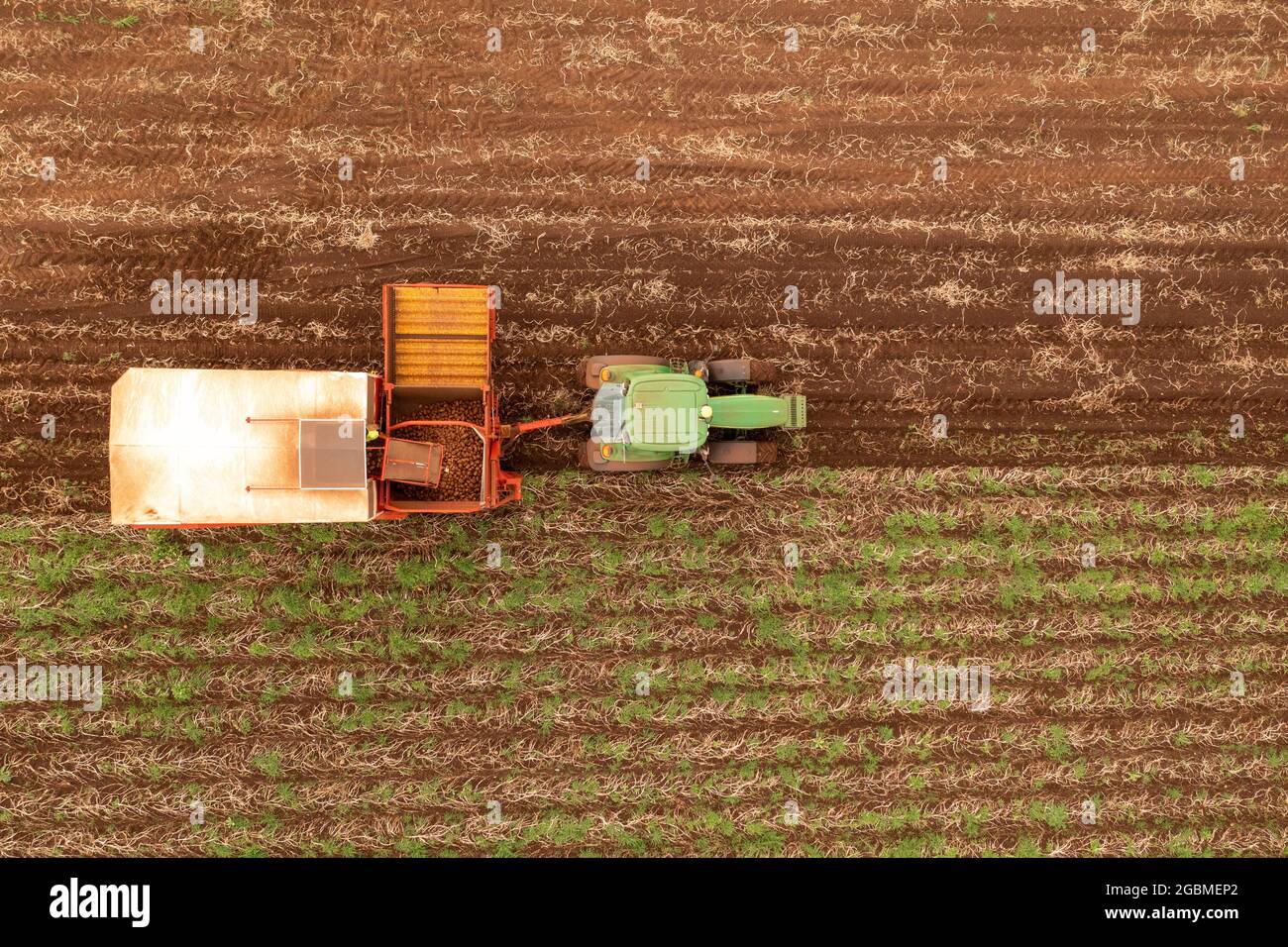 Top view of an industrial tractor on an agricultural farm Stock Photo ...