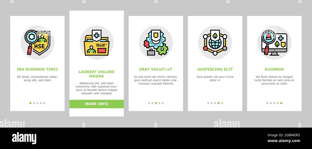 Health Safety Environment Hse Onboarding Icons Set Vector Stock Vector ...