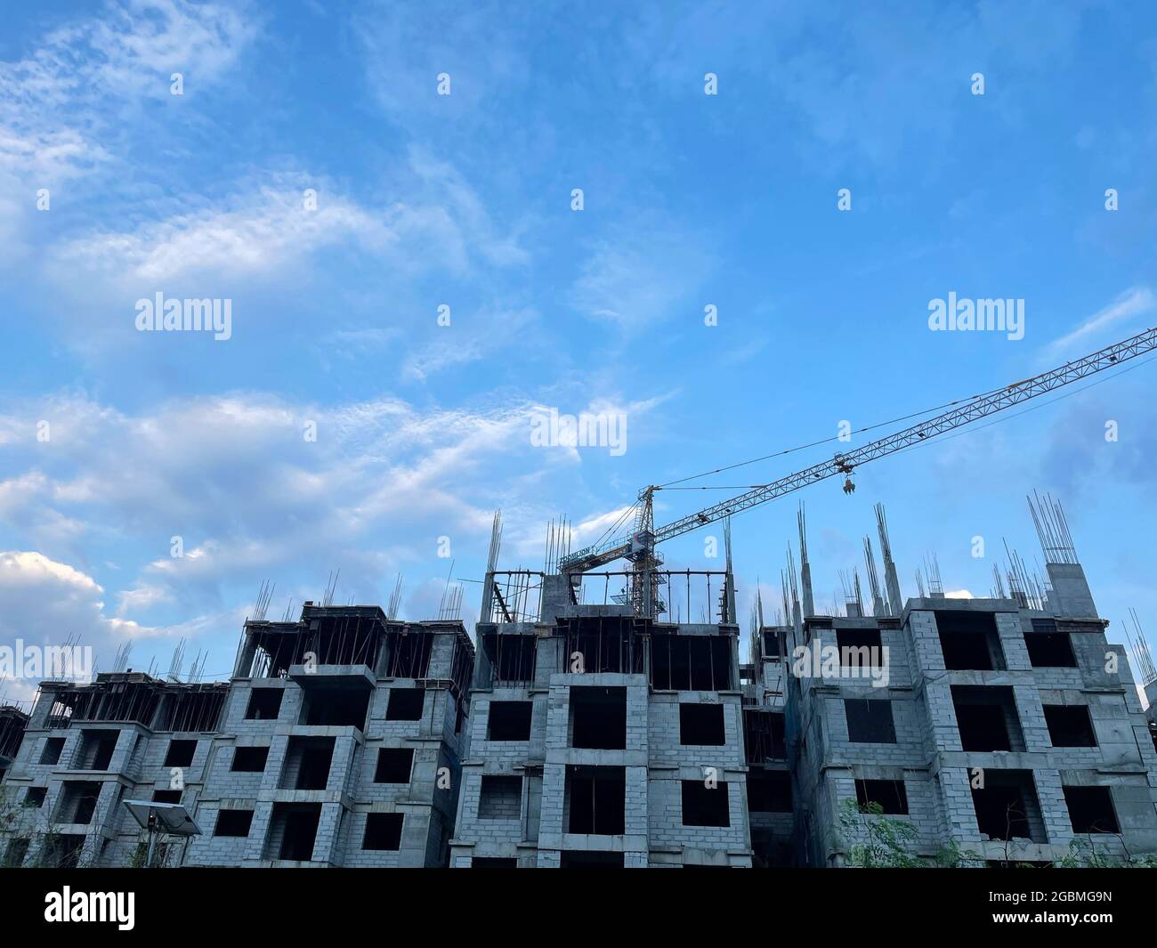 Low angle shot of residential or office buildings in construction Stock ...