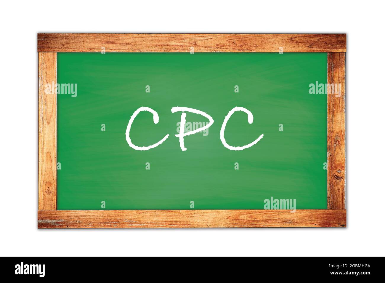 CPC text written on green wooden frame school blackboard Stock Photo ...