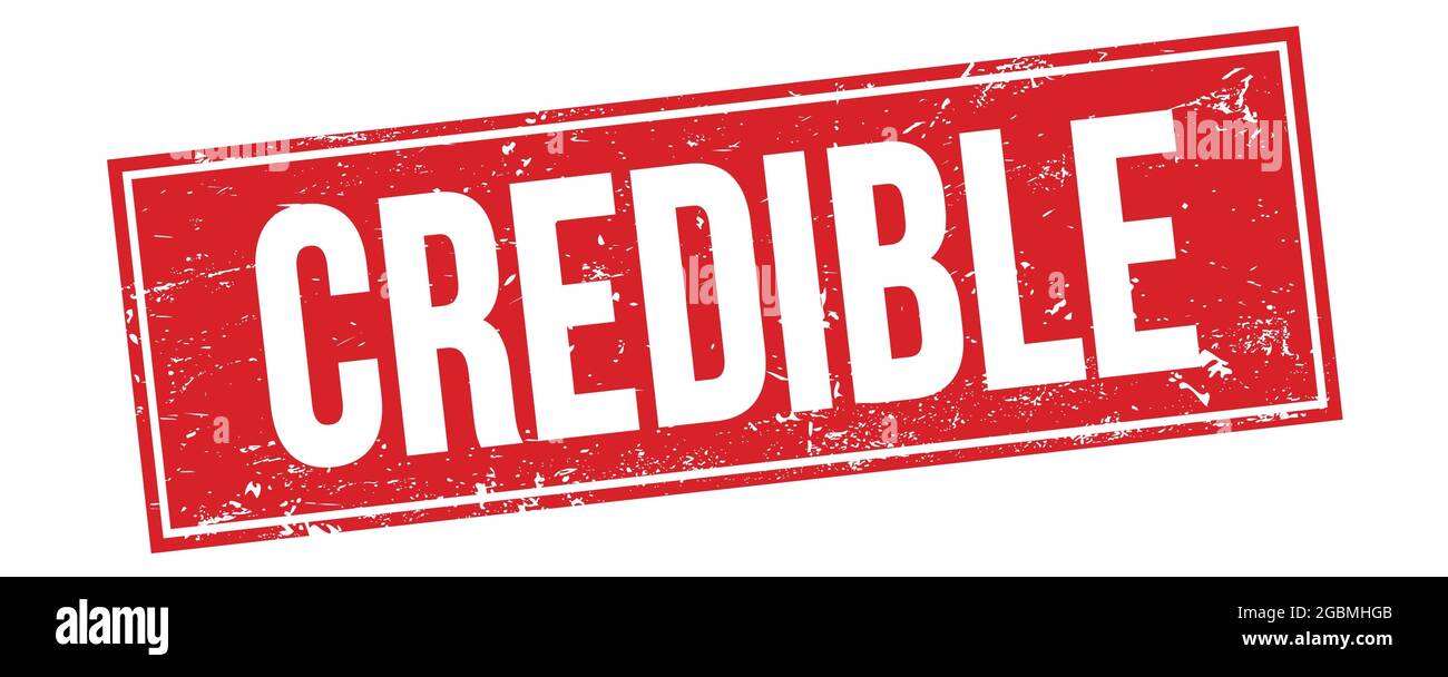 CREDIBLE text on red grungy rectangle stamp sign Stock Photo - Alamy