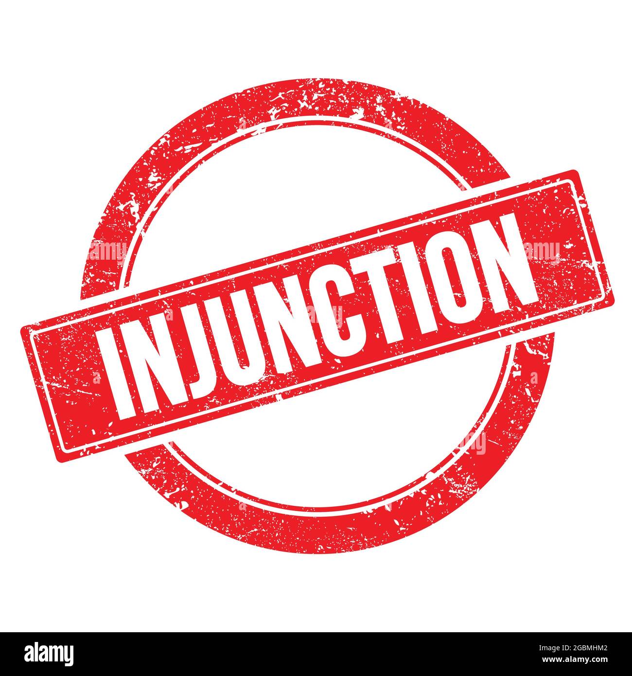 INJUNCTION text on red grungy round vintage stamp Stock Photo - Alamy
